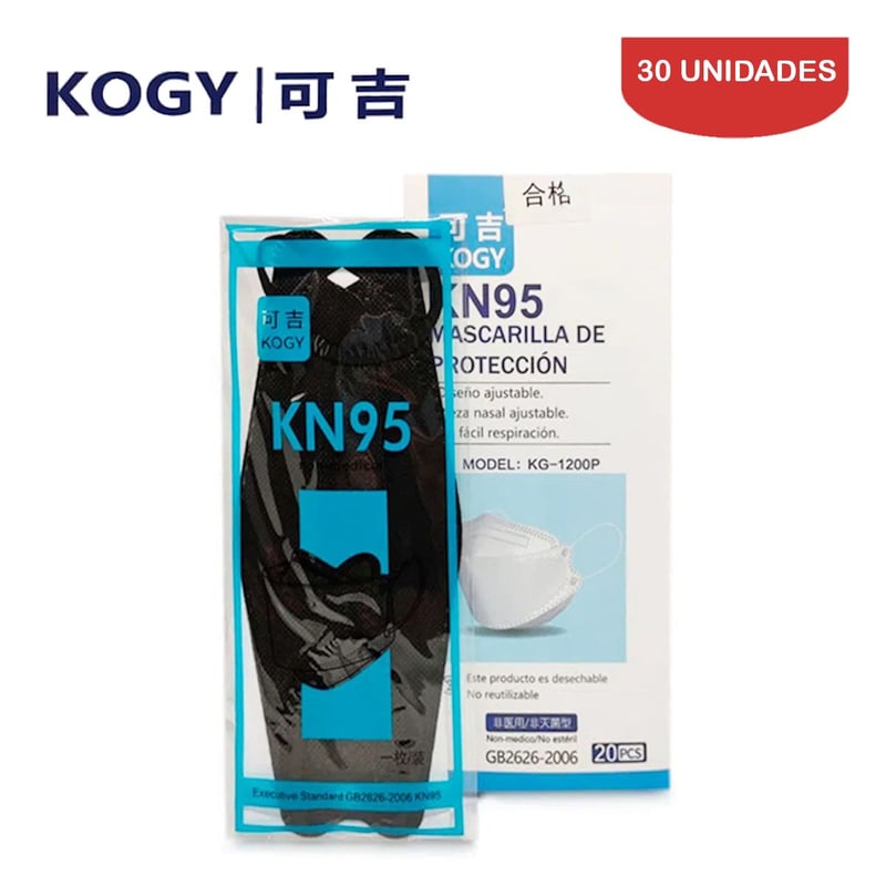 Mascarilla KN95 Fish Shape 3D negro 30 unidades KOGY KOGY | falabella.com