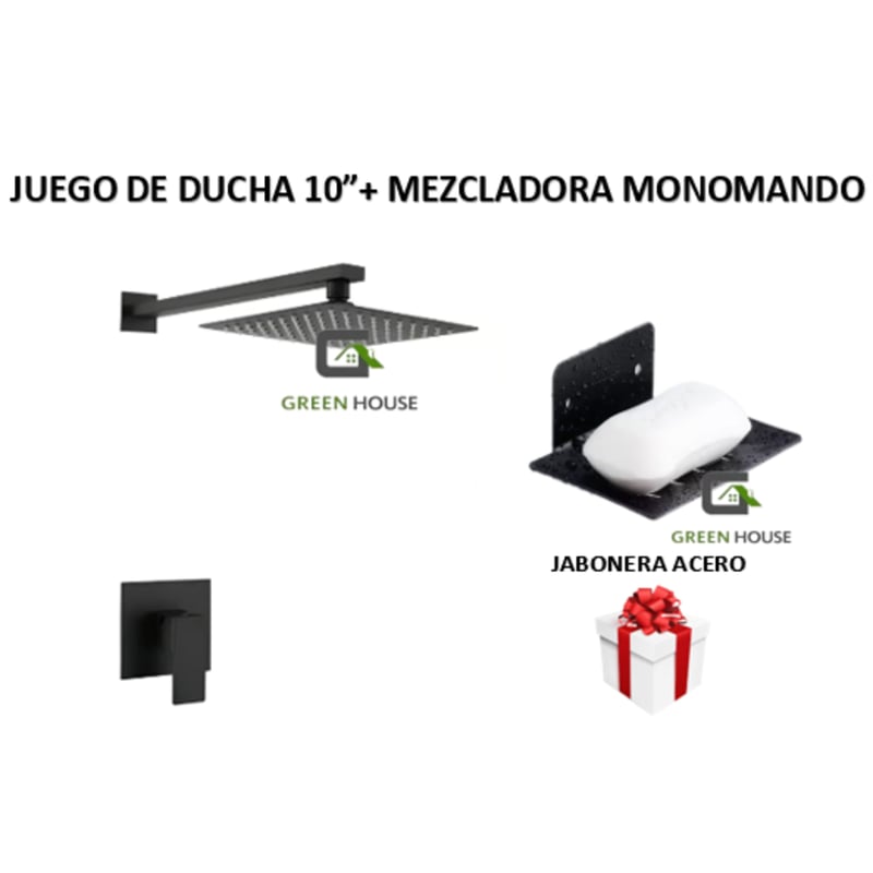 KIT DE DUCHA 10 PULGADAS ACERO NEGRO MATE CON MEZCLADORA MONOMANDO ...