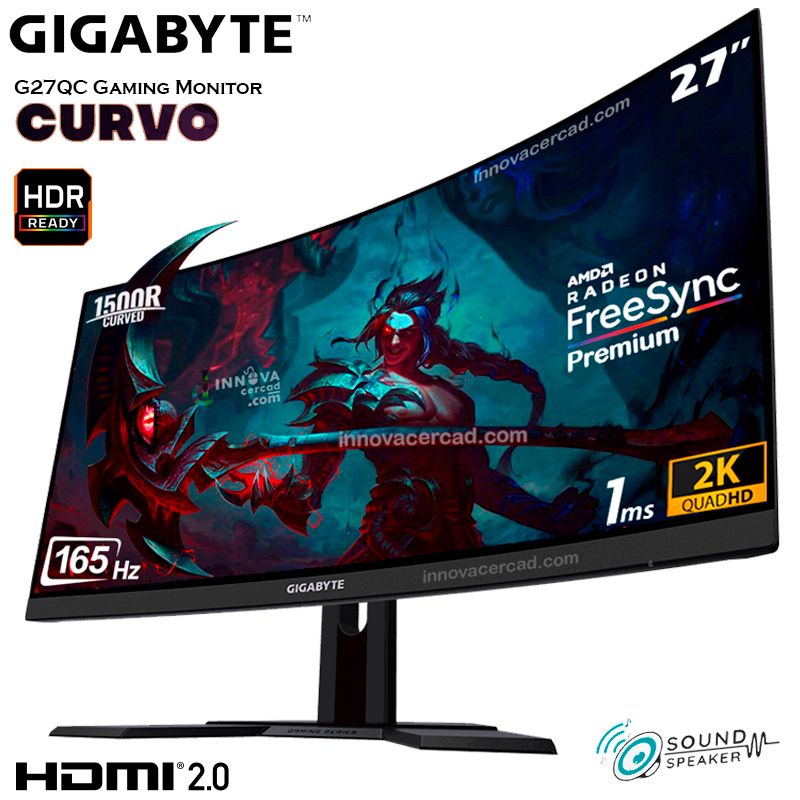 Monitor Gigabyte G27QC-SA 27 Curvo 2560x1440 1MS 165Hz HDR GIGABYTE ...