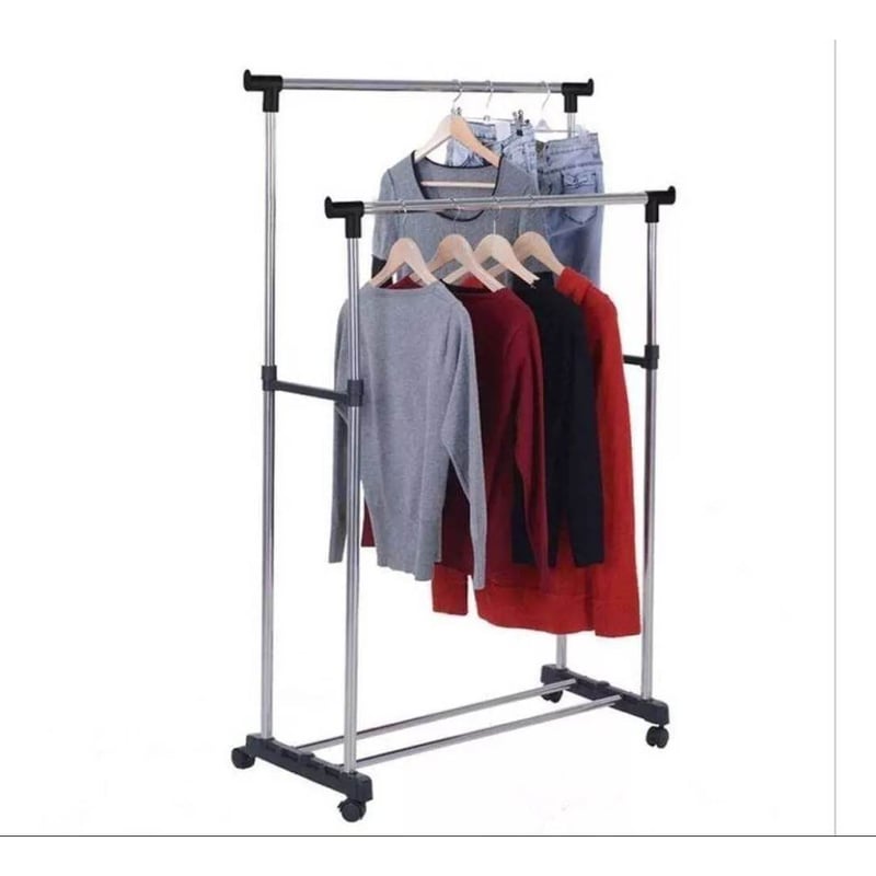 Perchero Organizador de Ropa de Doble Barra con Ruedas GENERICO ...