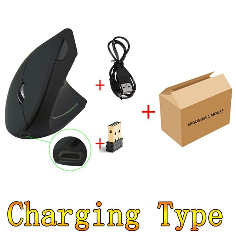 MOUSE ERGONOMICO VERTICAL USB INALAMBRICO RECARGABLE GENERICO ...