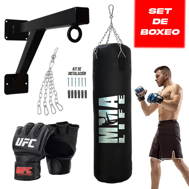 Saco De Box rack cadena guantes muay thai SUPER COMBO BOX HOLGU ...