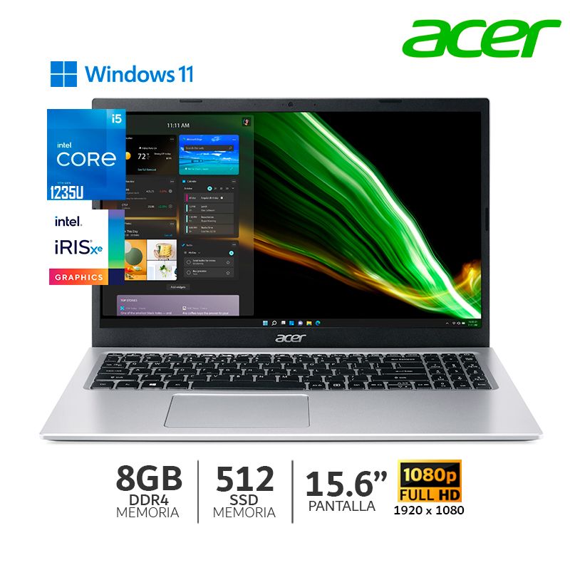 Laptop ACER Aspire 3 A315-59-51A0 Intel Core i5 12° Gen 10 núcleos 8GB ...