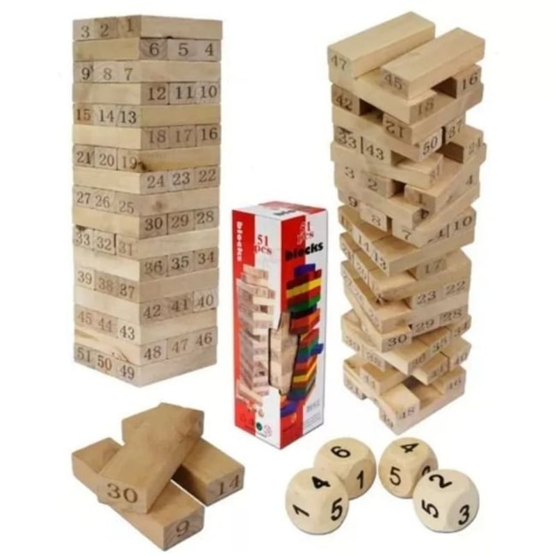 Juego de Madera Jenga de Numeros con 54 Ladrillos GENERICO | falabella.com