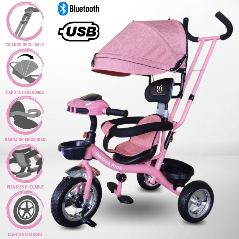 Triciclo Guiador Musical 3 en1 «ZEUS DELUXE» Pink INNOVA | falabella.com