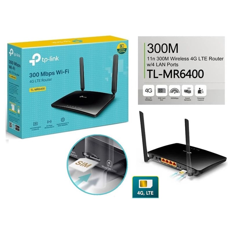 Router 4G Lte Tp-link Wifi Inalámbrico 300mbps TL-MR6400 SIM Card TP ...