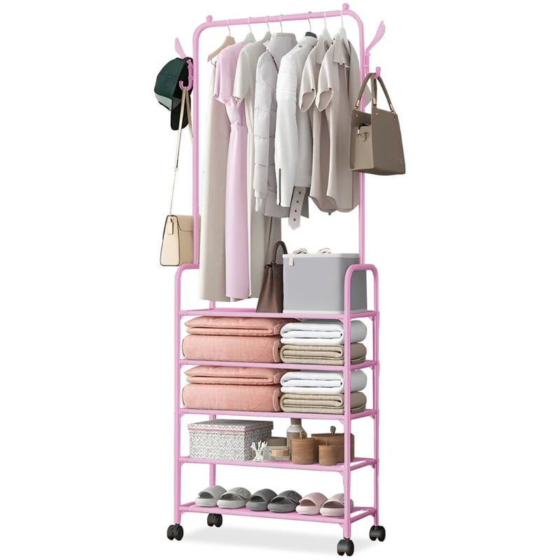 Colgador de Ropa Carteras Organizador Perchero con Ruedas Estante ...