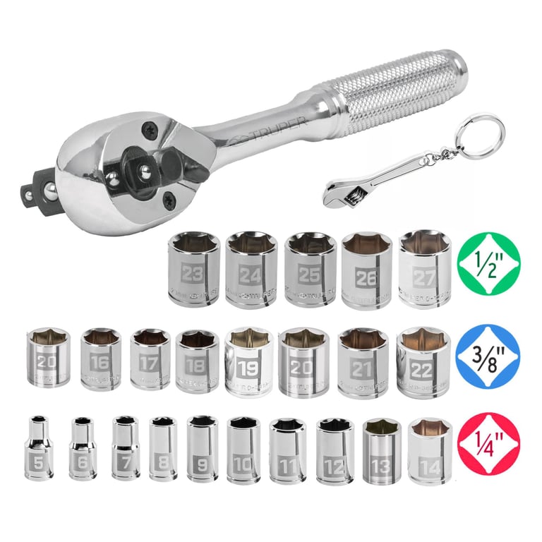 Juego de dados, Ratchet triple encastre 25 Pzas Truper | Sodimac Falabella