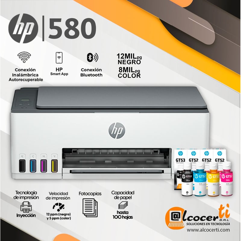Impresora Multifuncional Hp Smart Tank 580 HP | falabella.com