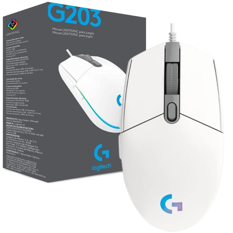 Mouse Gaming Logitech G203 RGB Blanco LOGITECH | falabella.com