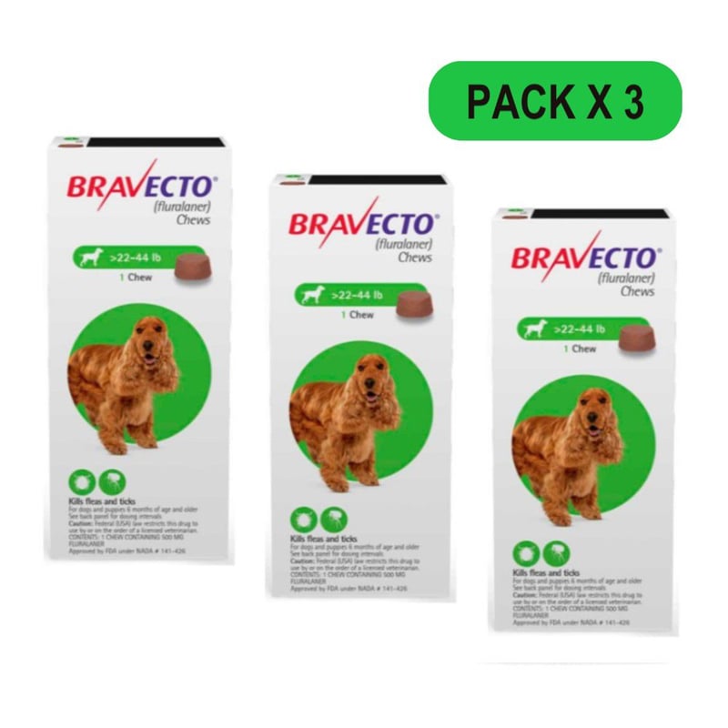 Bravecto Antipulgas para Perros 500 mg 10 - 20 Kg Pack x 3 BRAVECTO | falabella.com