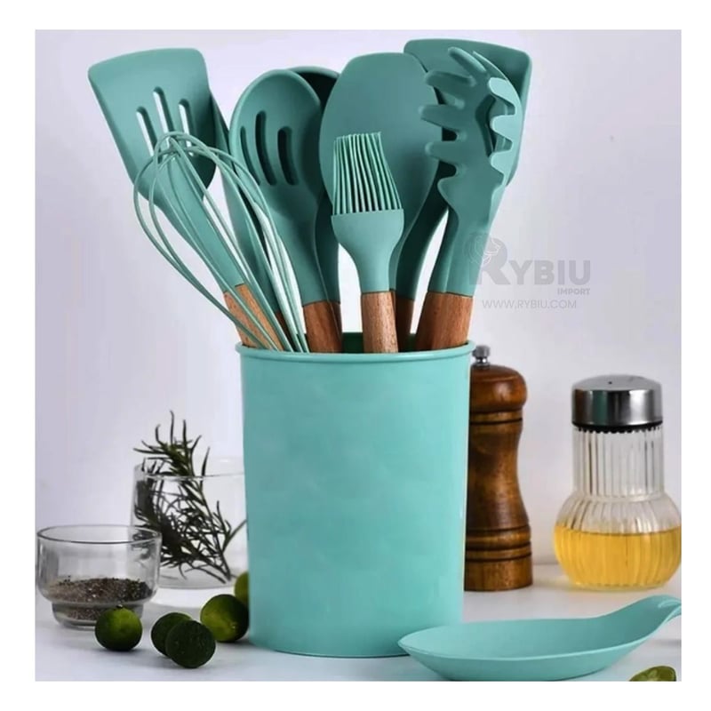 Set de Cucharones con Mango de Madera Verde GENERICO | falabella.com