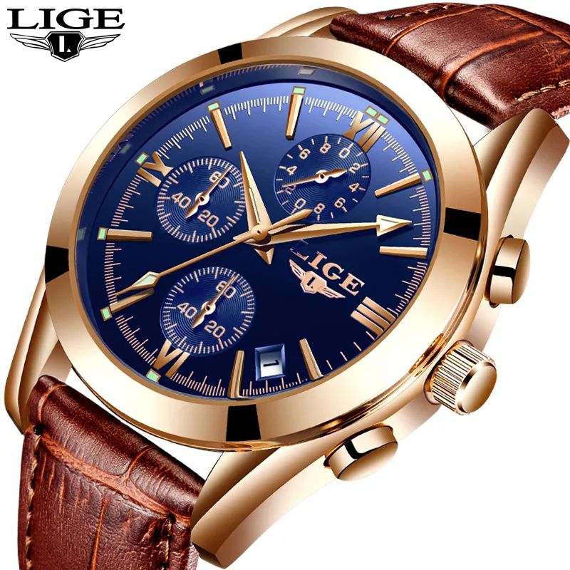 Reloj de Lujo Hombre Lige Cuarzo - Marrón LIGE | falabella.com