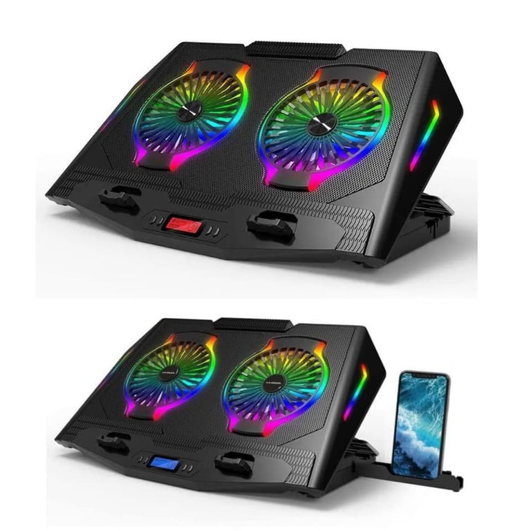 Cooler Laptop Gamer Rgb Cybercool 5 Niveles Con Base Celular CYBERCOOL ...