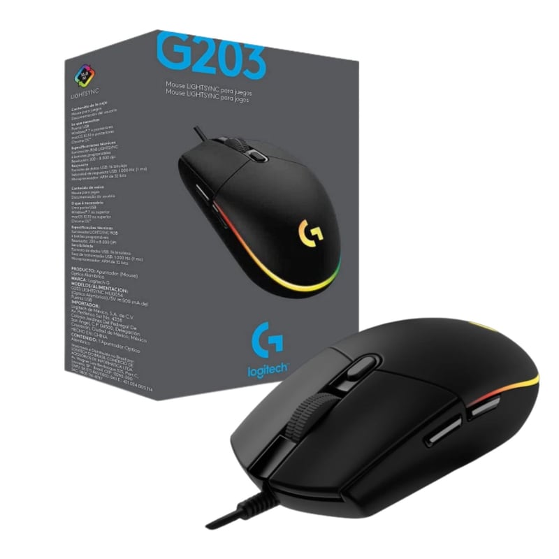 Mouse Logitech G203 Lightsync Optical Rgb Negro LOGITECH | falabella.com