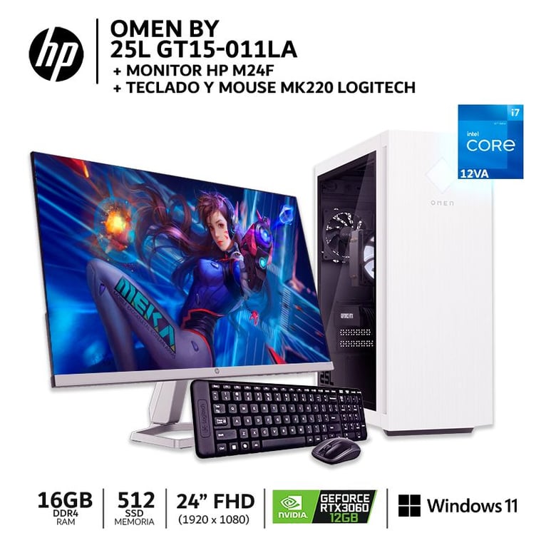 Computadora PC Gamer HP Omen By Gt15-0011la core i7-12700f 16Gb Ram 512Gb SSD HP | falabella.com