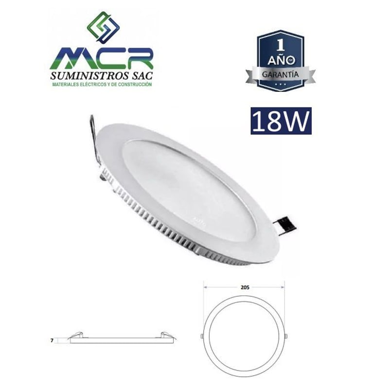 Downlight para empotrar 18W luminaria Luz calida 3000K IP20 LED | Sodimac Perú