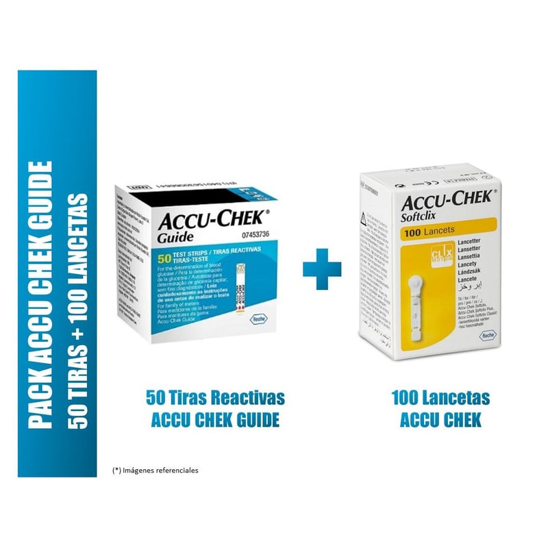 PACK ACCU CHEK GUIDE: 50 TIRAS Y 100 LANCETAS ACCU CHEK | falabella.com