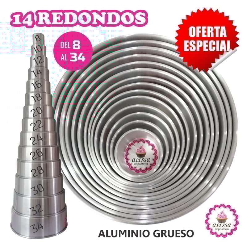 14 Moldes REDONDOS de ALUMINIO para REPOSTERIA GENERICO | falabella.com