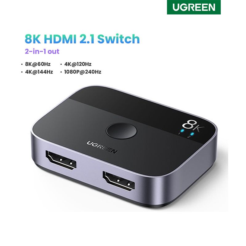 Adaptador Splitter Switch 2en1 UGREEN HDMI 2.1 8K 4K 120Hz Dolby AC ...