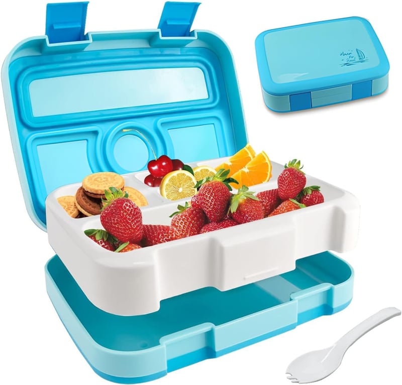 Lonchera para Niños Tipo Bento Box de 4 Divisiones, Incluye cubierto ...