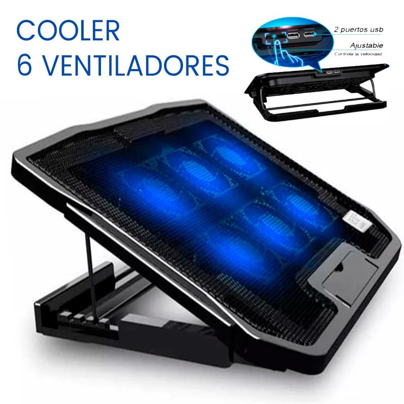 Ventilador Para Laptop y Notebook Con 6 Disipadores de Calor Ajustable ...