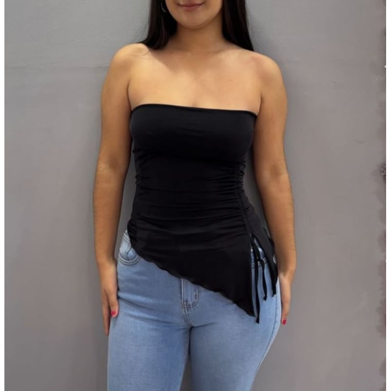 Top Asimétrico Negro Transparente Mesh Mujer GENERICO | falabella.com