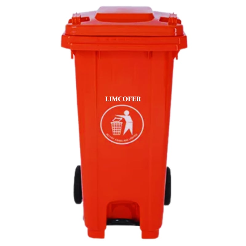 Contenedor de basura con pedal de 120 Litros ROJO LIMCOFER | falabella.com