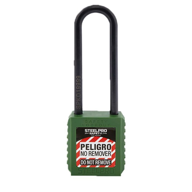 CANDADO LOCK OUT X10 LONG DIELÉCTRICO STEELPRO VERDE STEELPRO ...