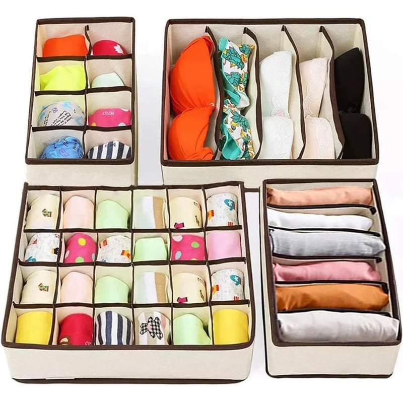 Set x 4 Organizadores de cajón para ropa interior Crema GENERICO ...