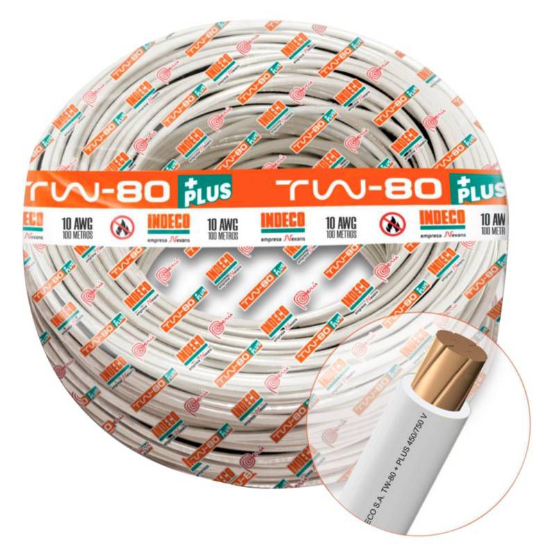 CABLE TW-80 PLUS 450/750V 10 AWG INDECO - BLANCO INDECO | falabella.com