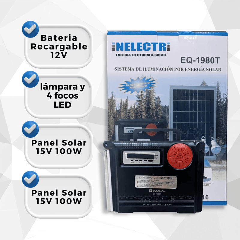 Kit solar portátil panel solar sistema de iluminación GENERICO ...