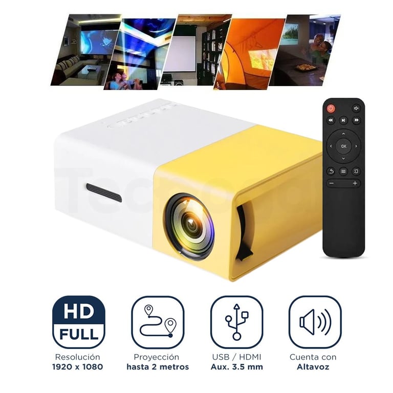Mini Proyector Multimedia 1080P Para PC HDMI USB Control y Altavoz ...