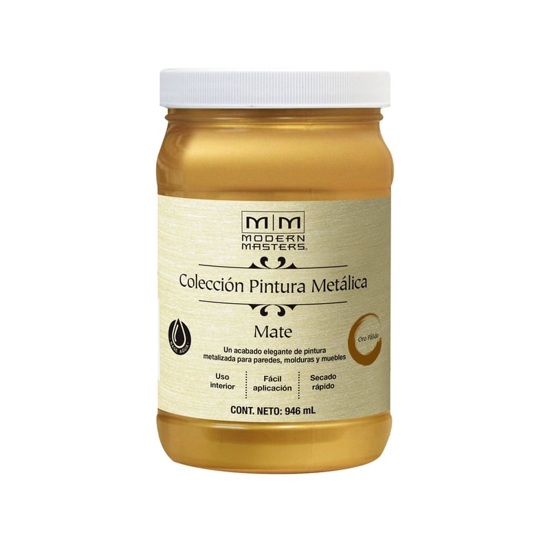 Modern Master Pintura Metálica Esmalte Acrílico Oro Pálido Mate 946 mL ...