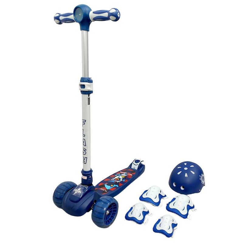 Scooter 3 Rueda Infantil con Luces Led Musical Plegable AZUL FLASH ...