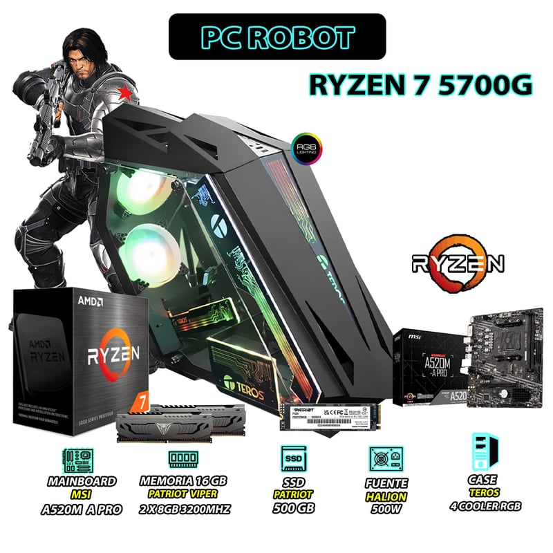 Computadora PC Ryzen 7 5700G RAM 16GB DISCO 500GB SSD CON GRAFICOS AMD ...