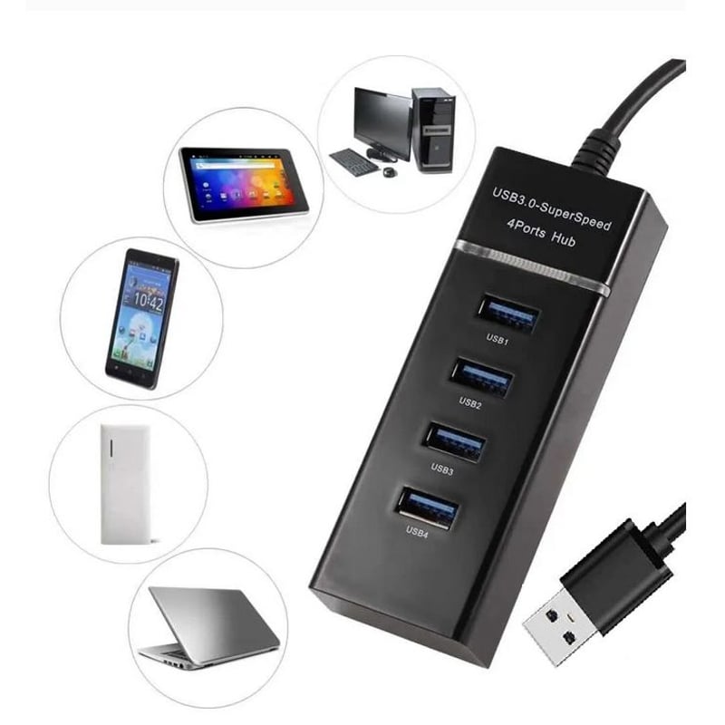 Adaptador Mini Hub 4 EN 1 USB 3.0 Puertos alta velocidad PC, Android ...
