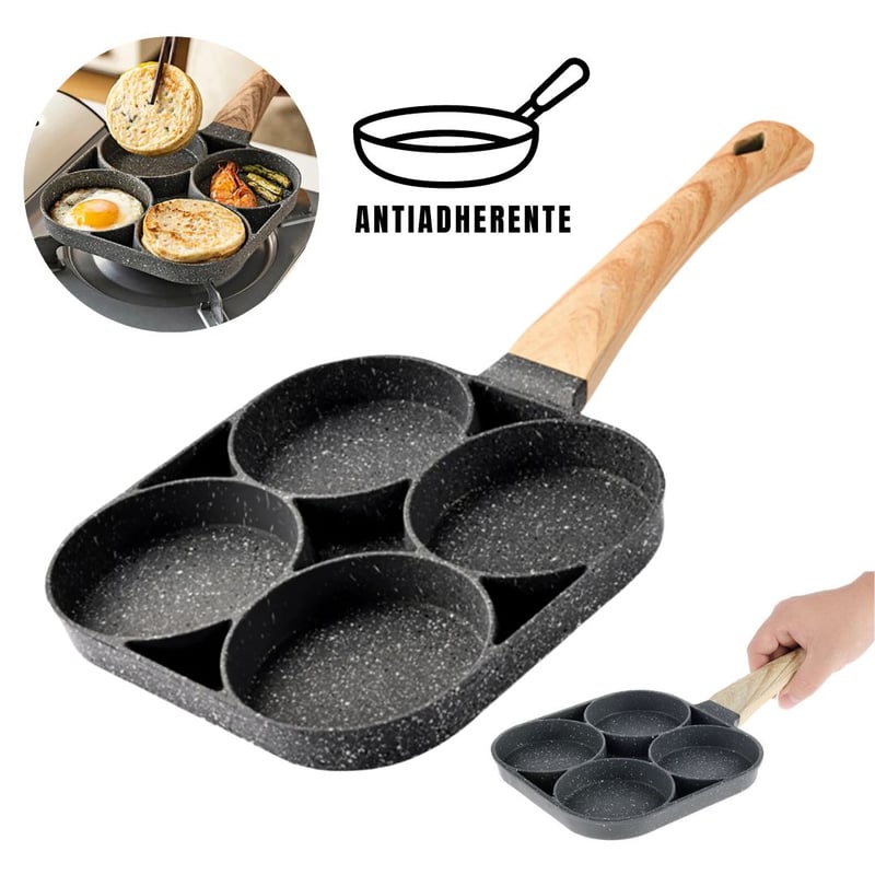 Sartén de 4 Divisiones Antiadherente con Mango de Madera GENERICO ...