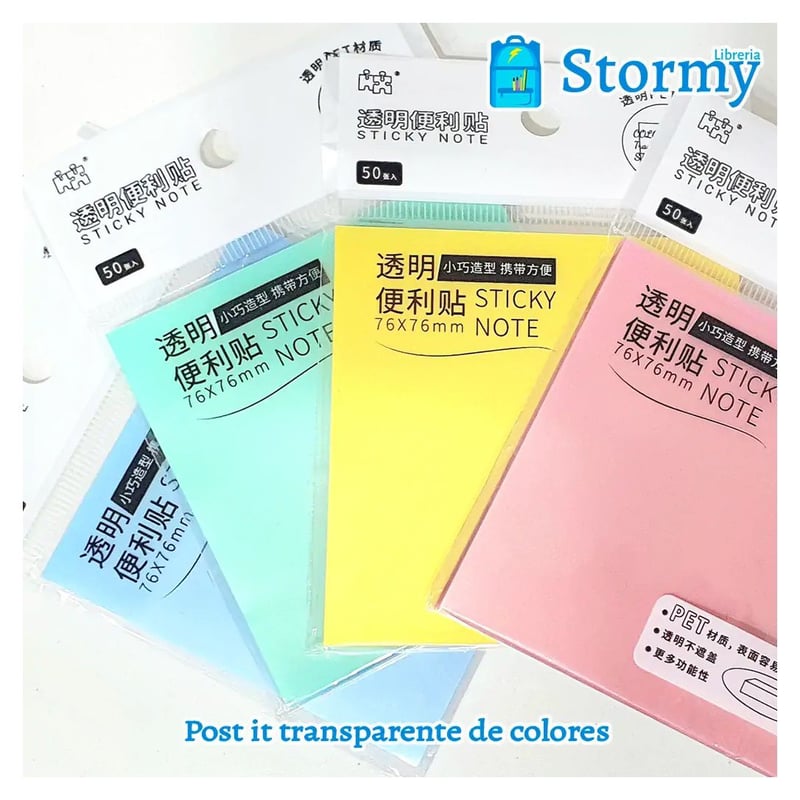 POST IT Transparente Colores Adhesiva para Escribir Notas GENERICO ...