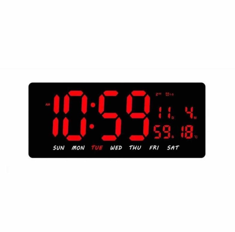 Reloj Digital LED de Pared con Calendario Fecha Temperatura GENERICO ...