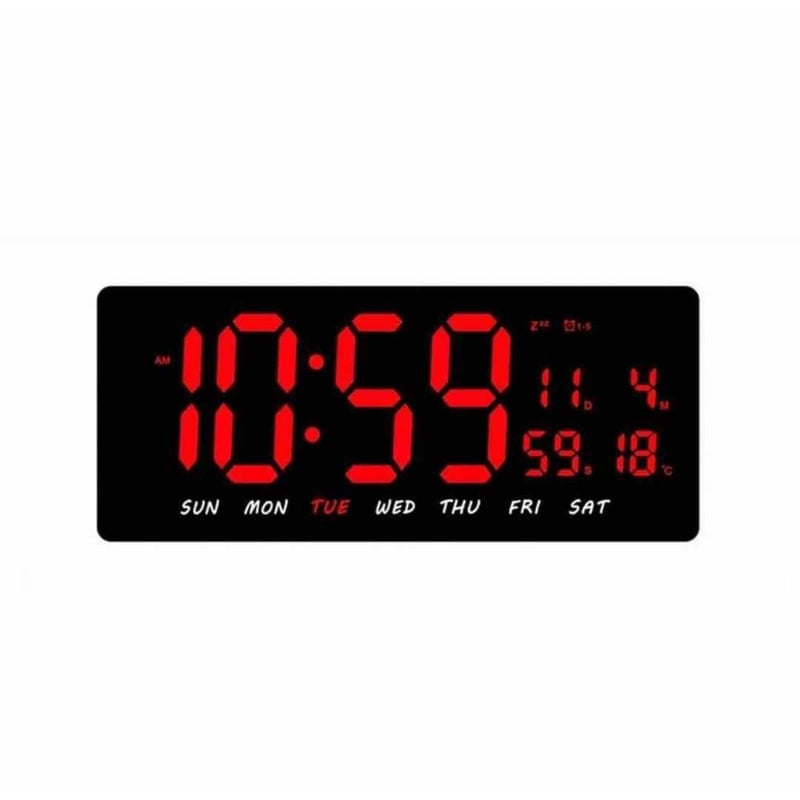 Reloj Digital LED de Pared con Calendario Fecha Temperatura GENERICO ...