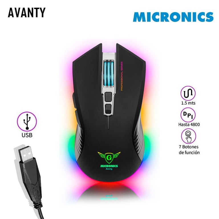 Mouse Gamer Micronics Avanty RGB Iluminacion LED MICRONICS | falabella.com