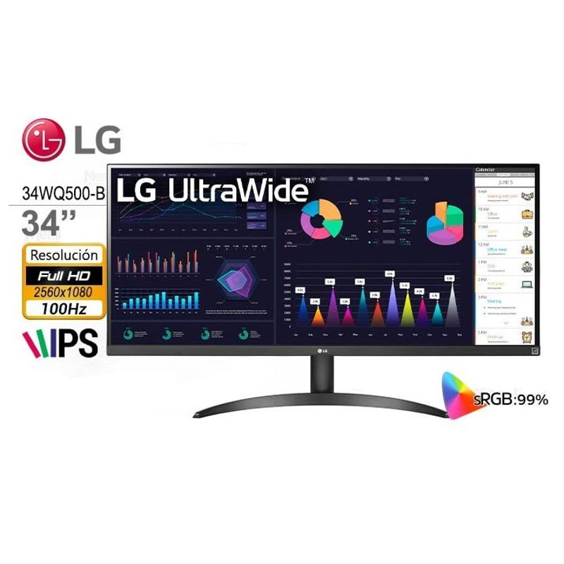 MONITOR GAMING LG 34WQ500 IPS 100HZ 5MS ULTRAWIDE HDMI LG | falabella.com