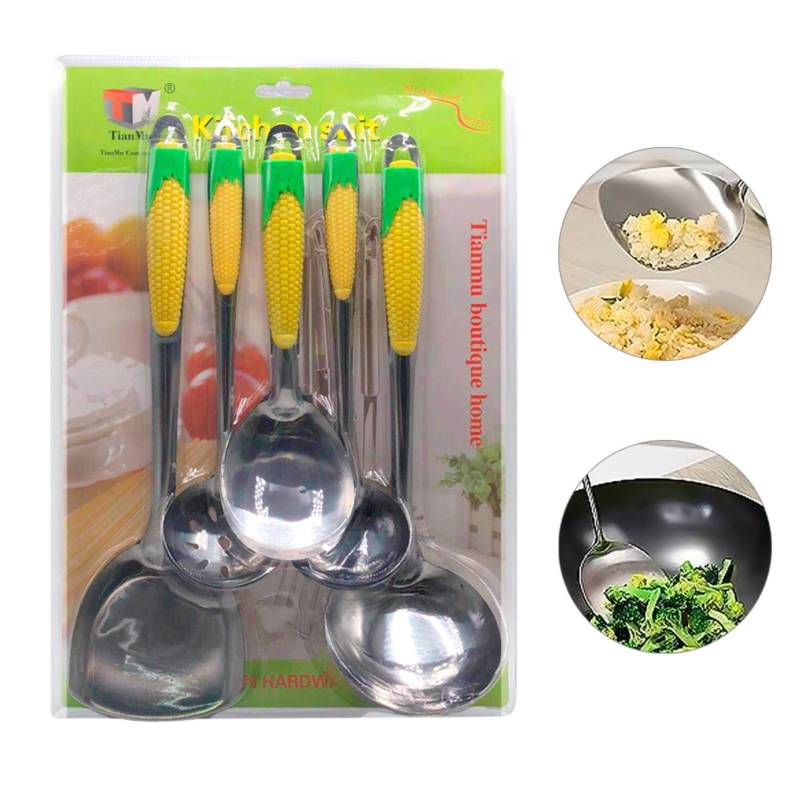 Kit Juego De 5 Cucharas Cucharones De Cocina Modelo Maíz | Sodimac ...