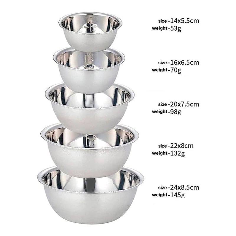 Juego de 5 Bowls de Acero Inoxidable Diferentes Tamaños HYGGE ...