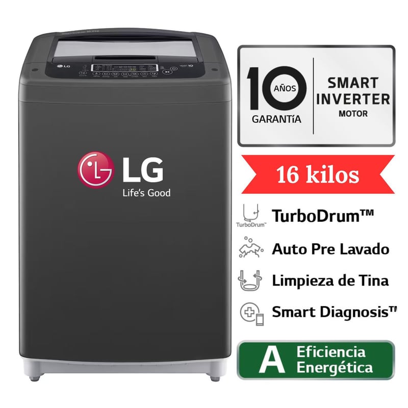 Lavadora LG Smart Motion Carga Superior de 16kg WT16BPB LG | falabella.com
