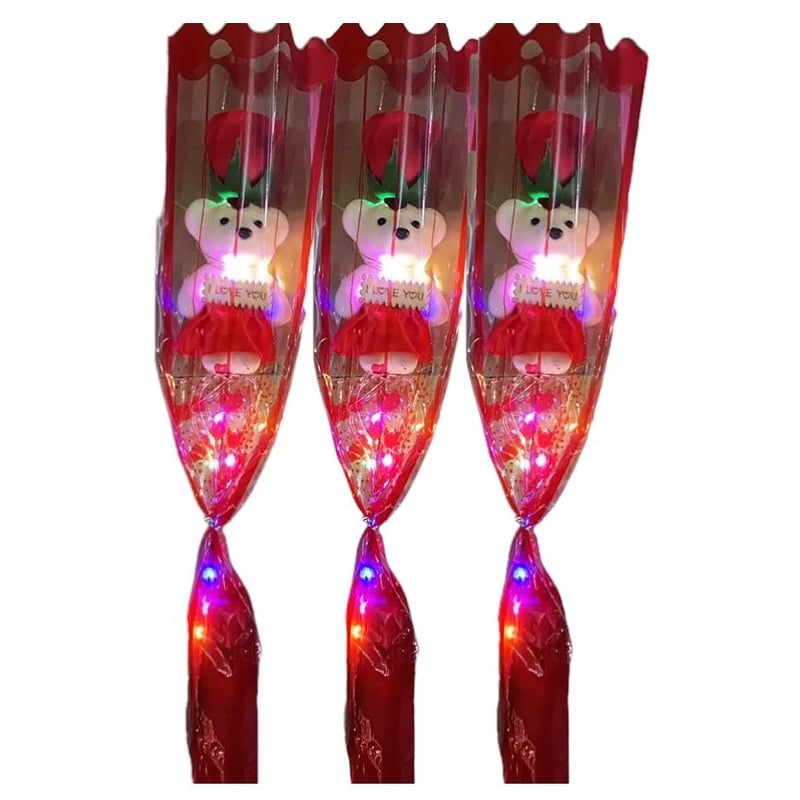 3 Rosas rojas con osito y luces GENERICO | falabella.com