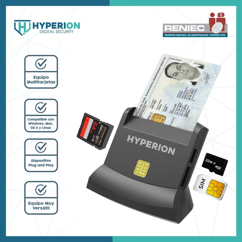 Card Master- El lector de dni electrónico multitarjetas HYPERION DIGITAL SECURITY | falabella.com