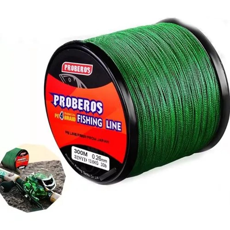 Línea De Pesca Trenzada De 300 Metros Verde 0.2-0.4mm-30Ib 42AROZINA ...
