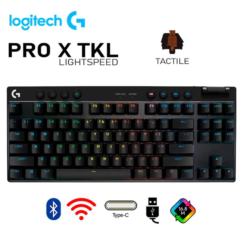 TECLADO LOGITECH PRO X TKL LIGHTSPEED USB BLACK LOGITECH | falabella.com
